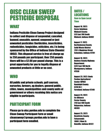 OISC Clean Sweep Pesticide Disposal Program | Purdue University ...