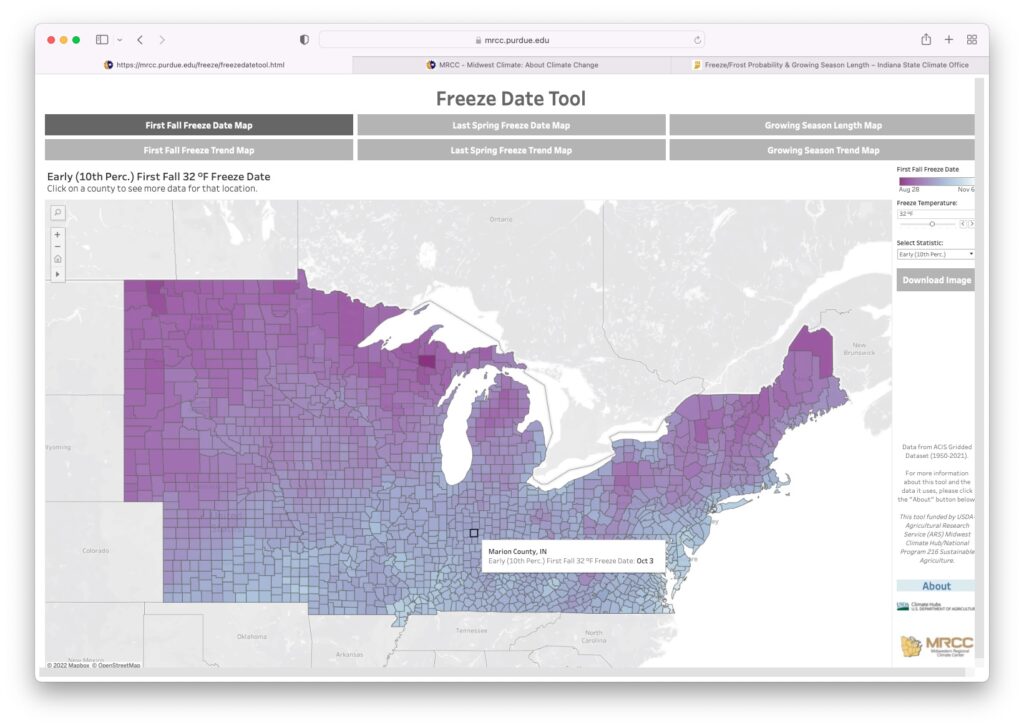 A Look at the Freeze Date Tool from Midwestern Regional Climate Center ...