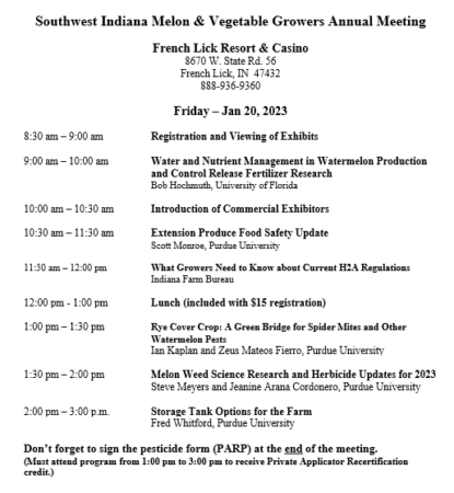 Southwest Indiana Melon and Vegetable Growers Annual Meeting | Purdue ...