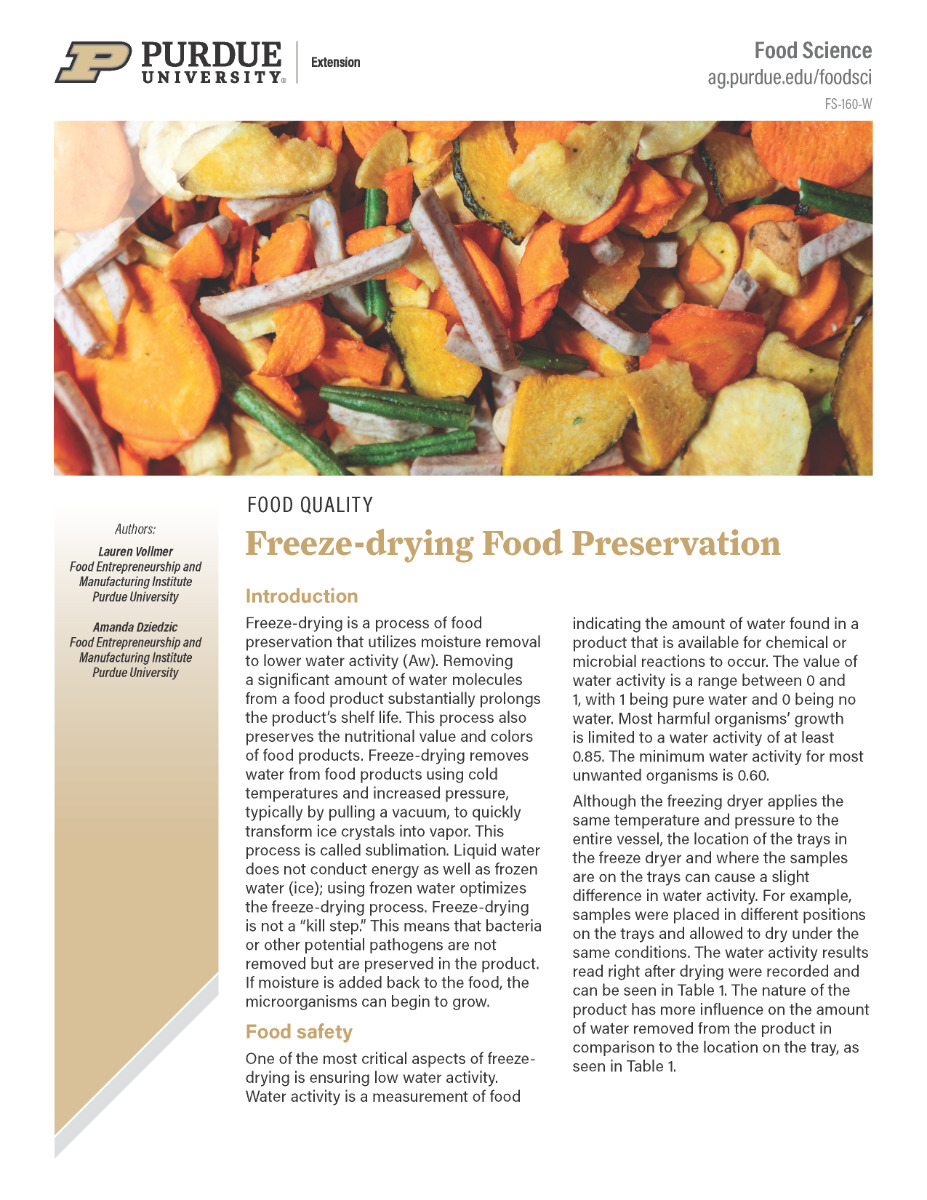 New Publication – Freeze-drying Food Preservation | Purdue University ...