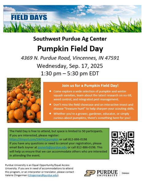 Pumpkin Field Day at the Southwest Purdue Ag Center Set on Sep. 17 ...